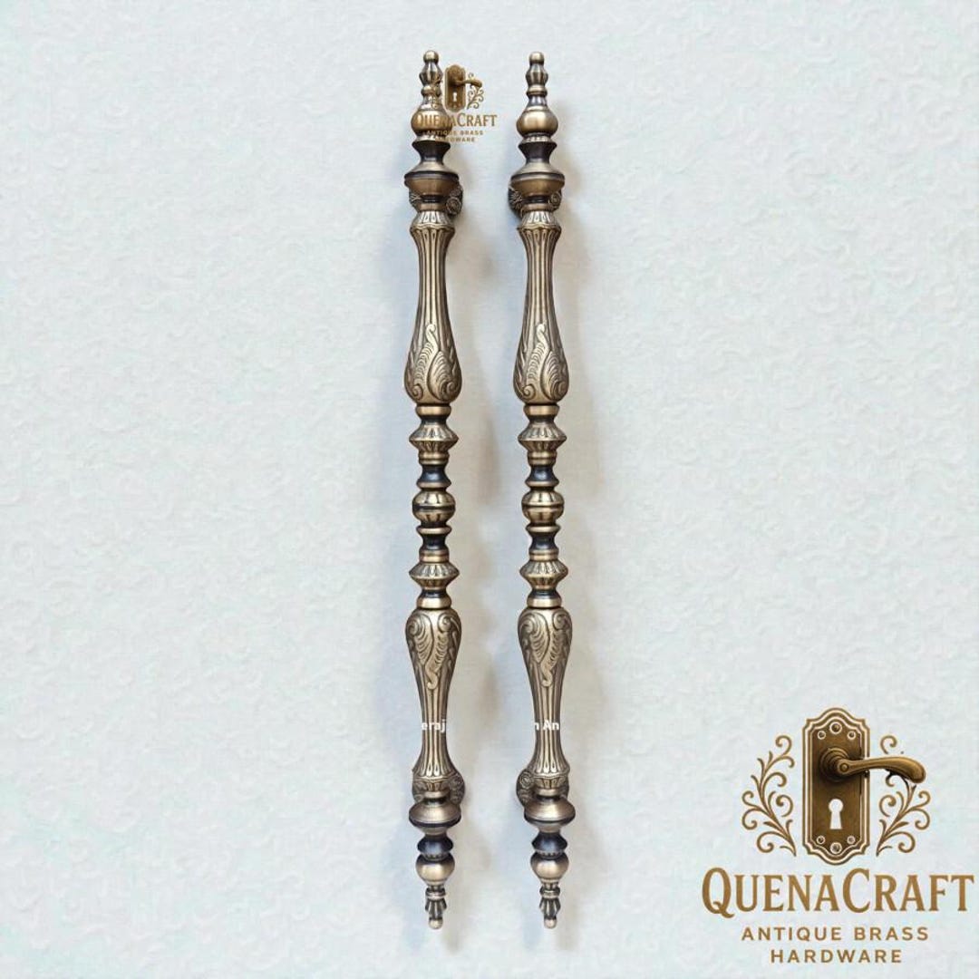41" Carved Crown Style Solid Brass Door Pull Handles - Etsy