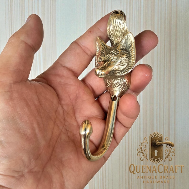 Vintage Fox Head Solid Brass Wall Hook, 4.72" Forestry Coat & Hat Hook ...