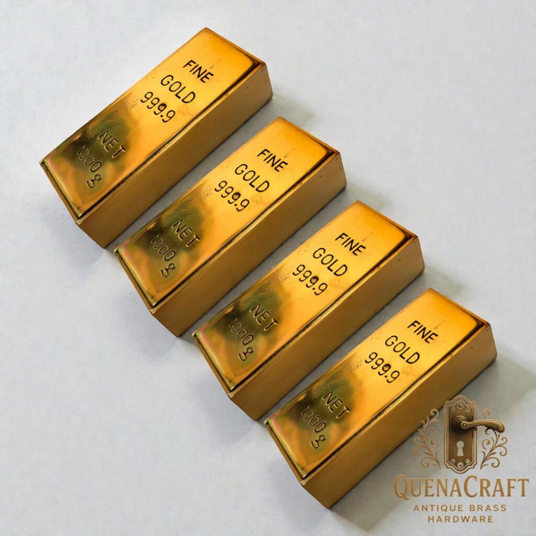 4X Solid Brass Fake Gold Bullion Bar Paperweights, 6" Polished Brass ...