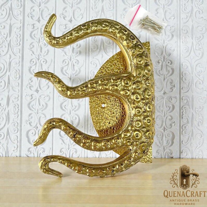 11" Octopus Solid Brass Door Pull Handles - Etsy