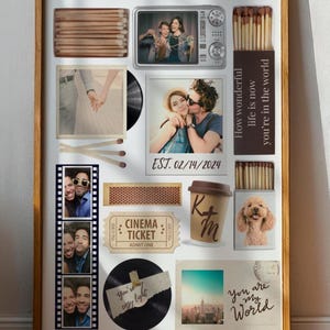 Couple Collage Template, Retro Matchbox Style Photo Poster, Editable ...