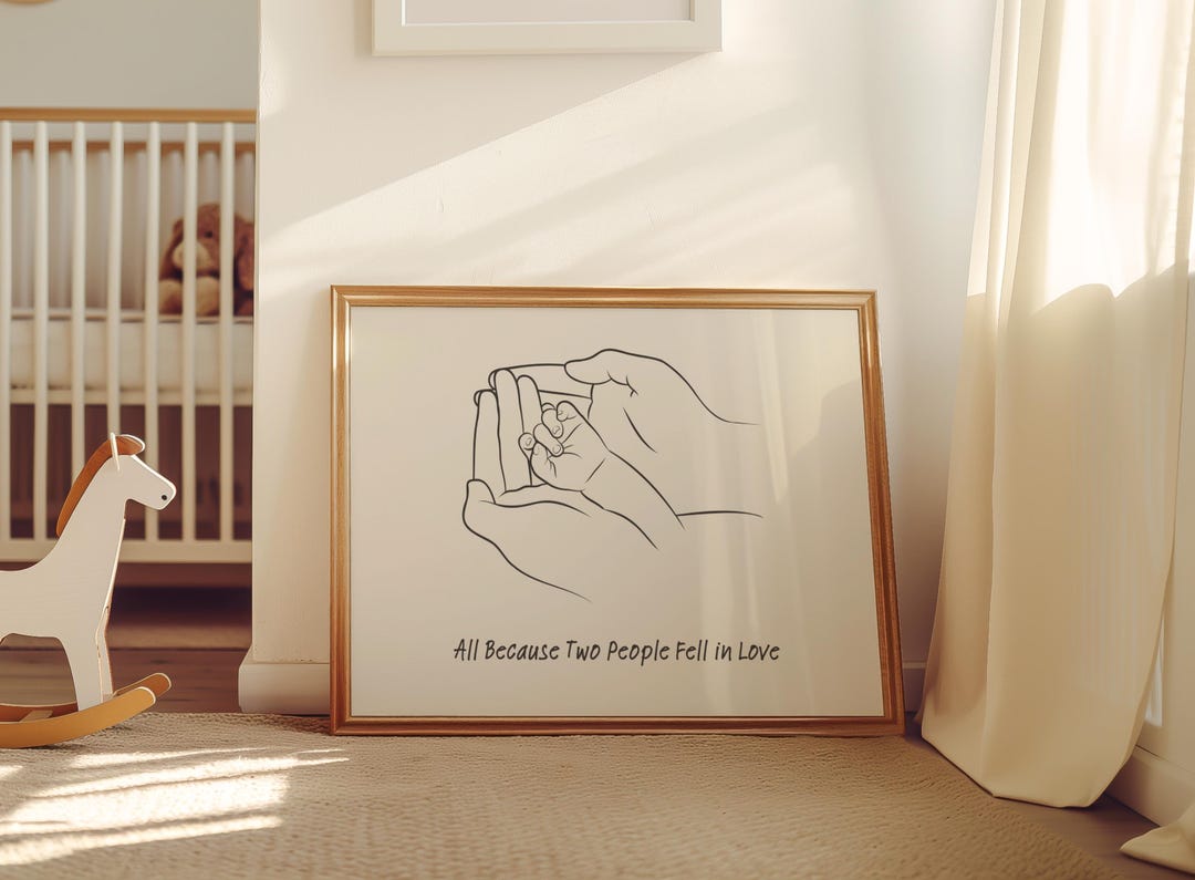 Minimalist Family Line Art Print, All Because Two People Fell in Love ...