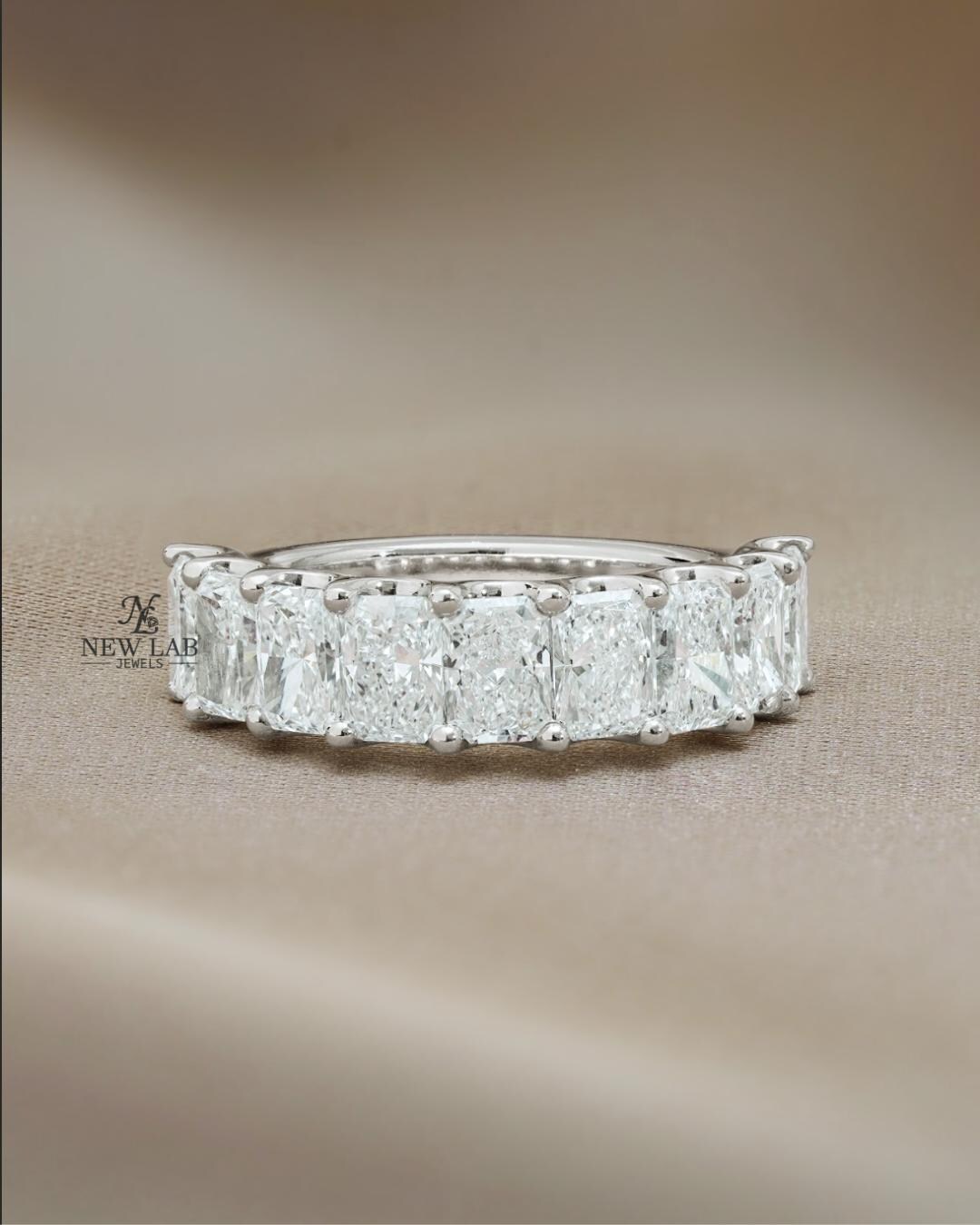 30 Pointer Radiant Cut Lab Diamond Half Eternity Ring – 14k White Gold ...