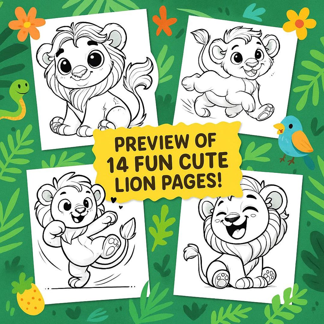 Lion Coloring Pages for Kids – Printable Sheets – Easy & Fun Activity ...