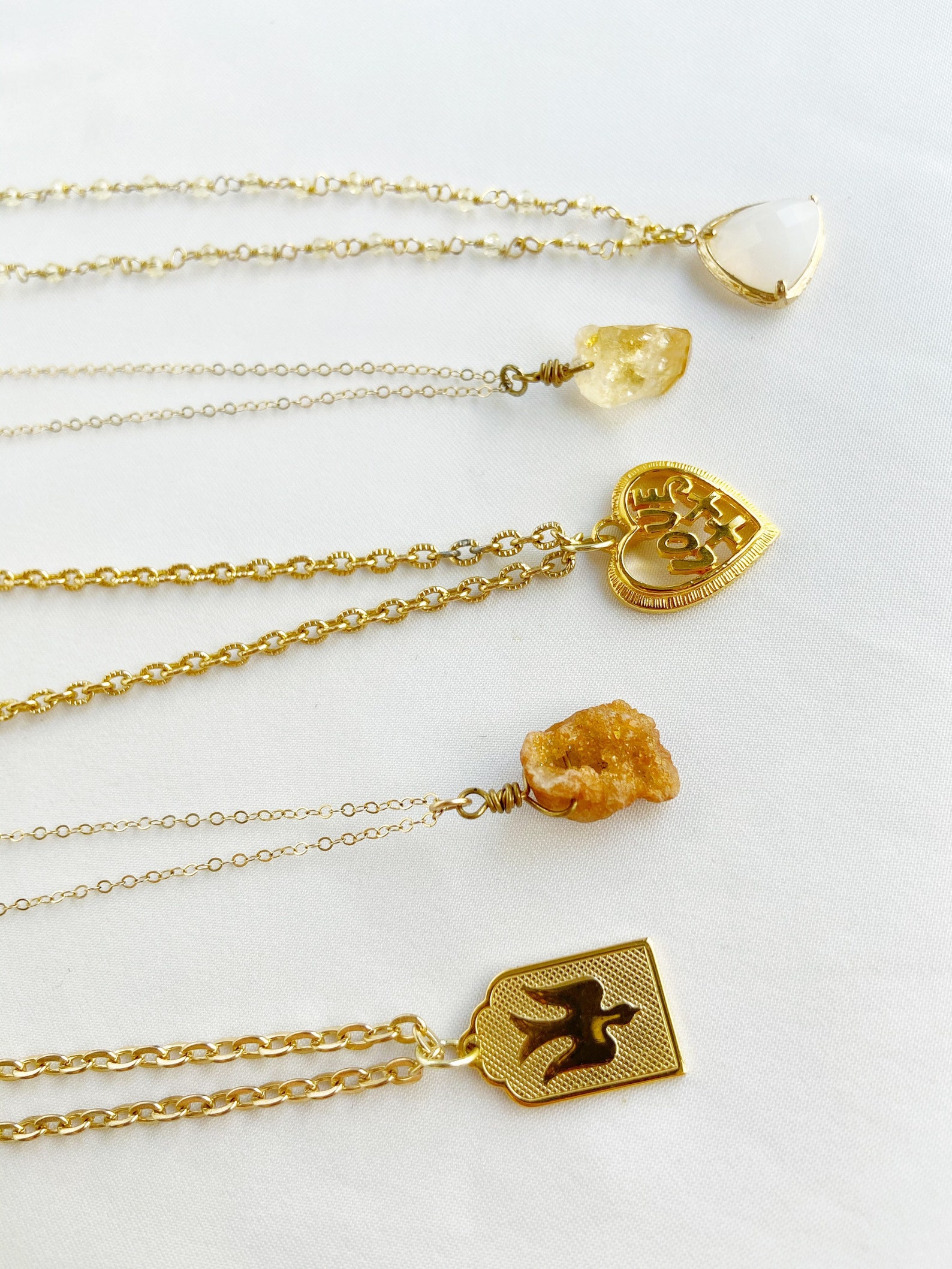 Gemstone and Vintage Charm Neck Mess Semiprecious Stone | Etsy