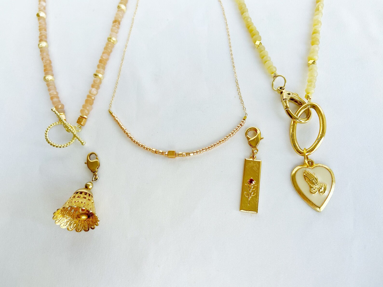 Gemstone and Vintage Charm Neck Mess Semiprecious Stone | Etsy