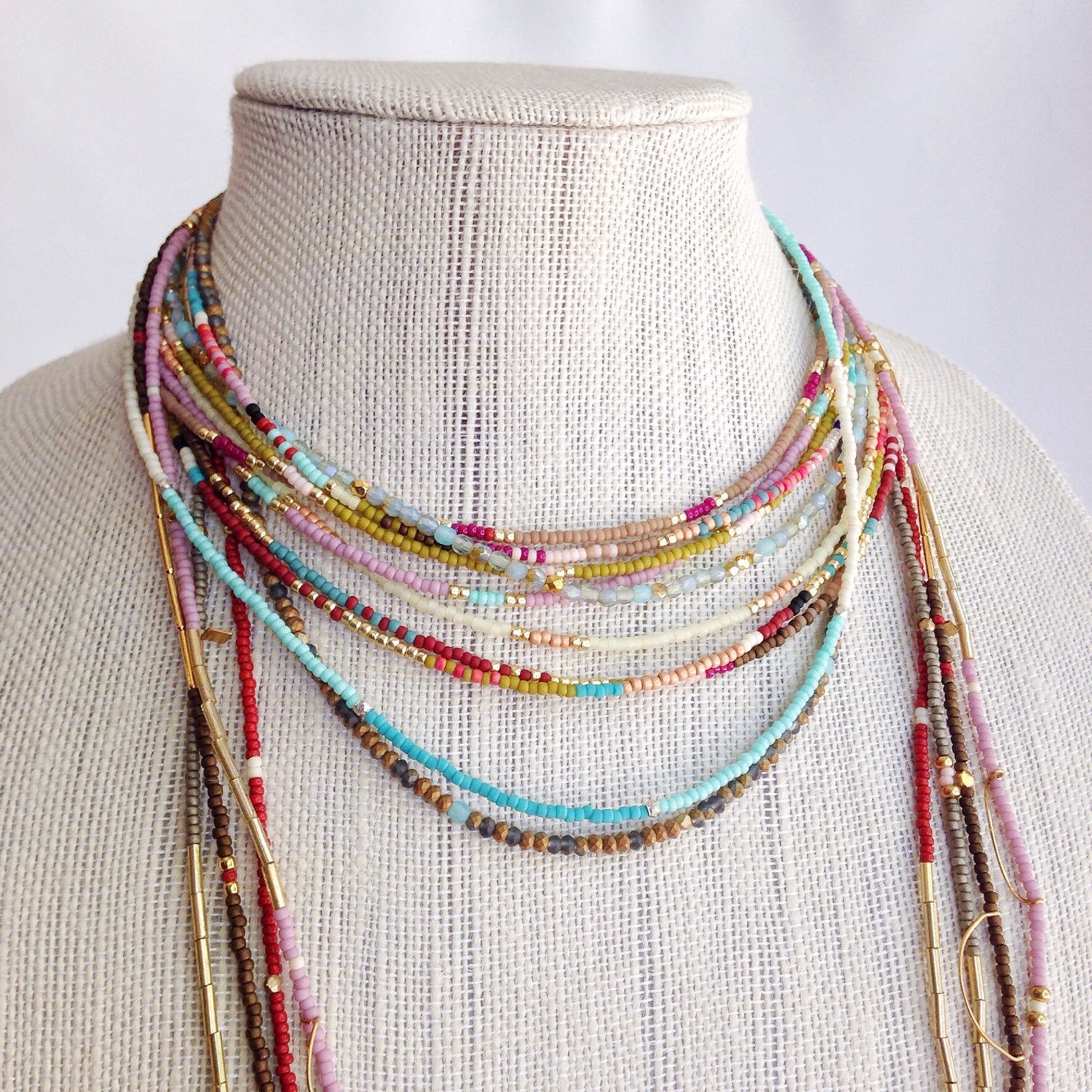 Long Beaded Necklace Boho Necklace Layering Necklace Simple - Etsy