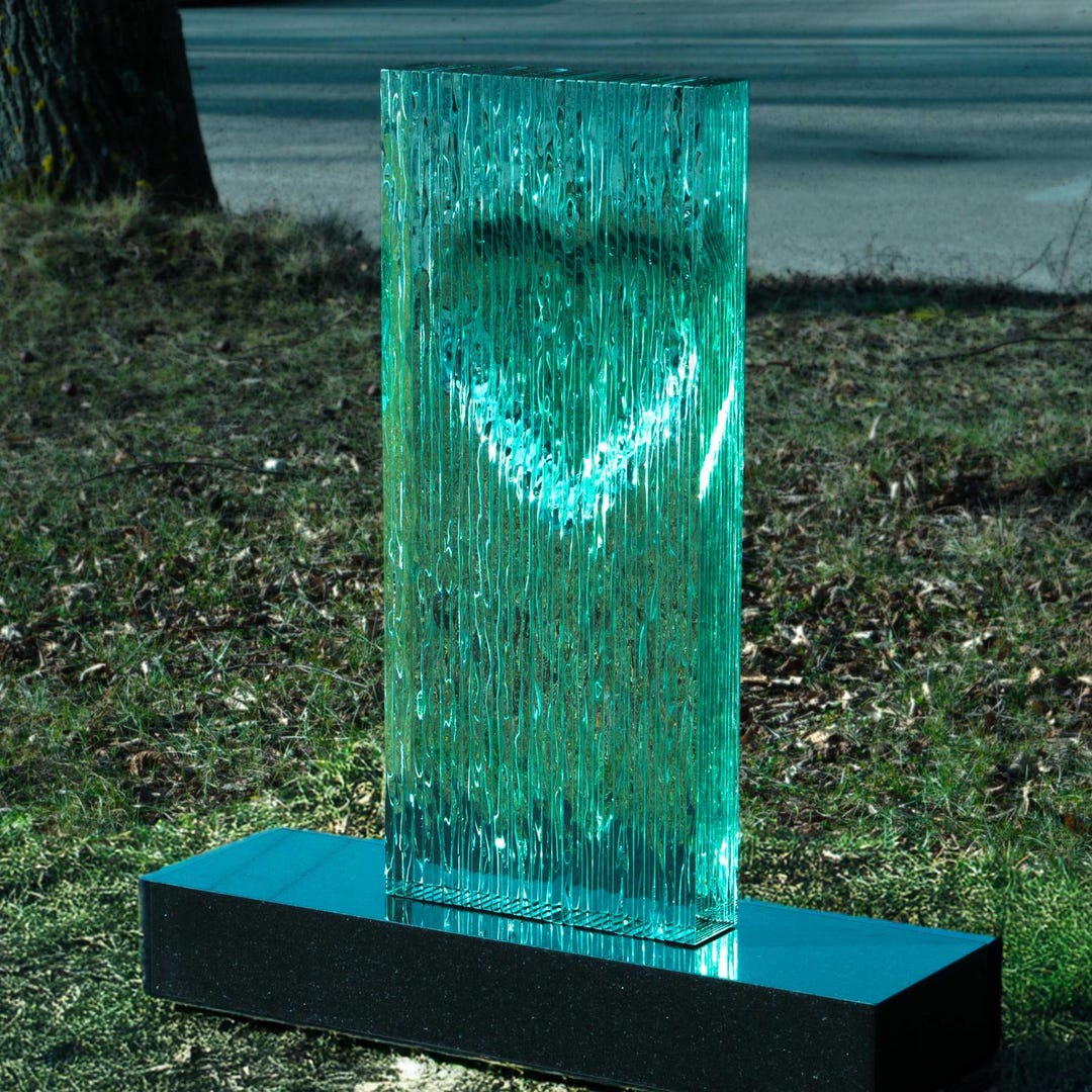 Glass Monument Small Heart With Granite Base - Etsy