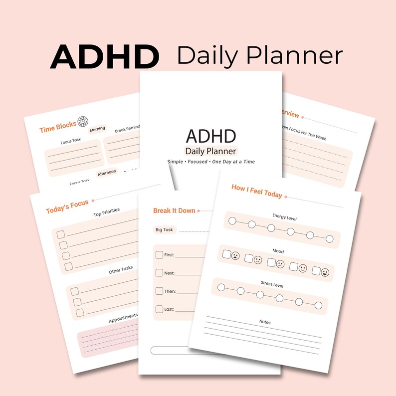 ADHD Daily Planner Printable | Adhd-friendly Planner | Minimalist Focus ...