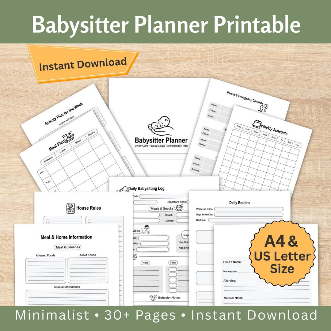 Babysitter Planner Printable, Nanny Notes, Nanny Binder, Babysitting ...