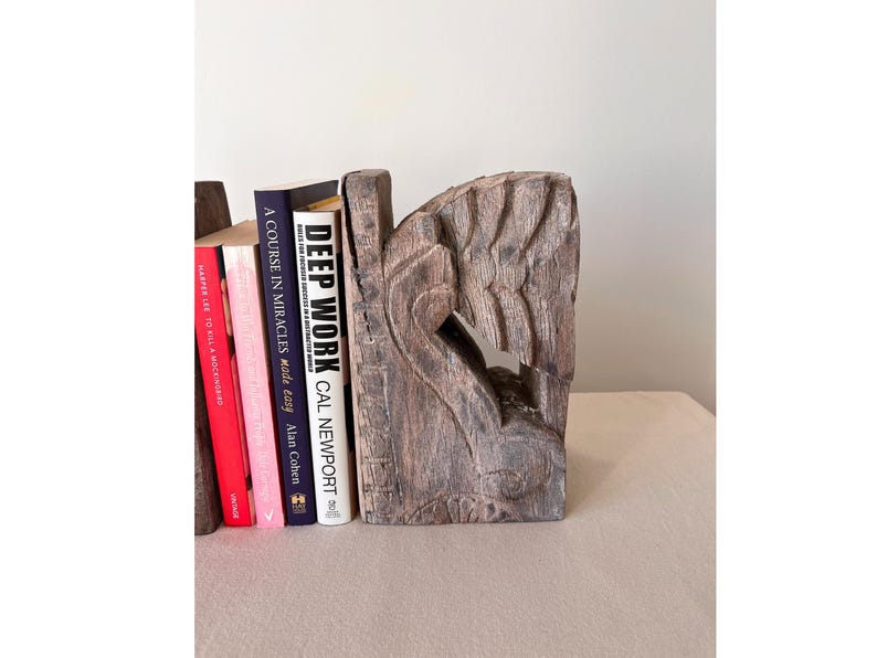 Vintage Pair of Bookends, Antique Indian Wood Book Ends - Set of 2 ...