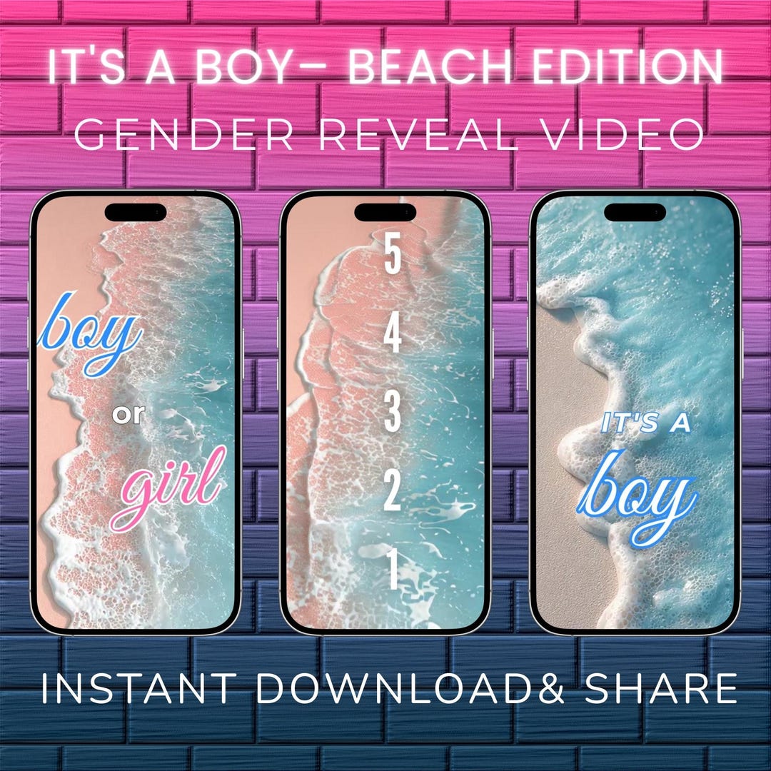 Digital Gender Reveal Video, Boy or Girl Gender Reveal Announcement ...
