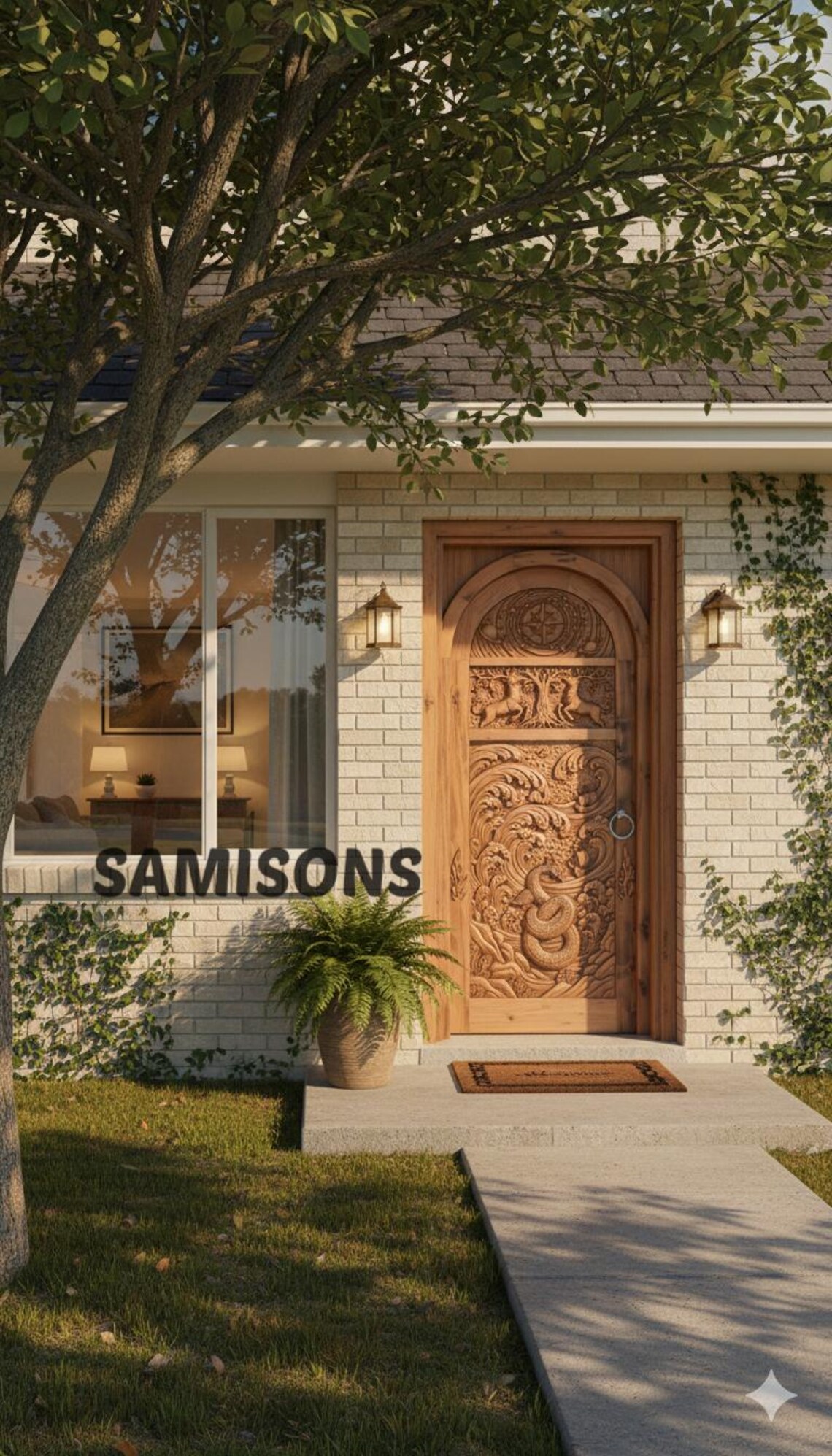 Luxury Carved Wooden Door • Celtic Tree of Life, Serpent & Celestial ...