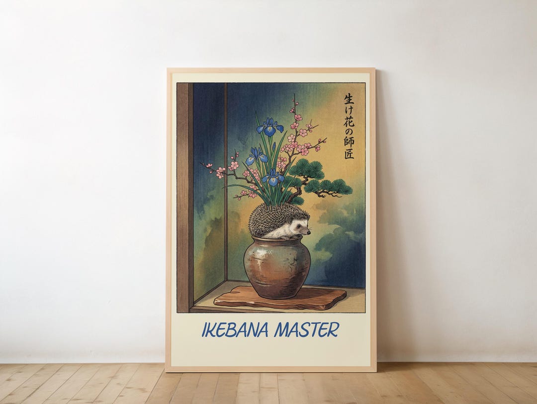 Hedgehog Animal Art Print | Japanese Shin-hanga Animal Poster - Etsy