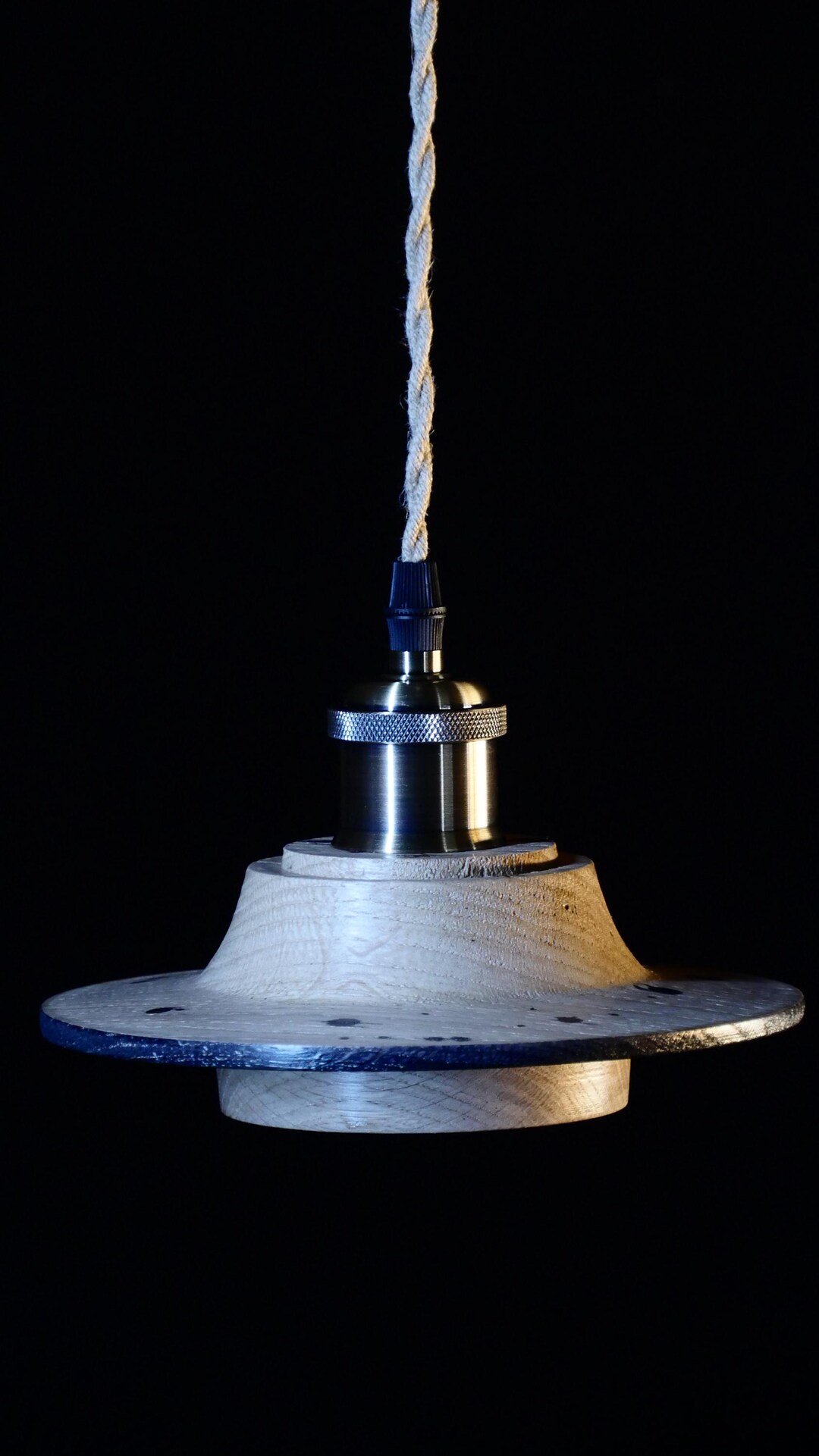 Oak Light Fixture, Hand-turned Wood, Raw and Satin Black Varnish ...