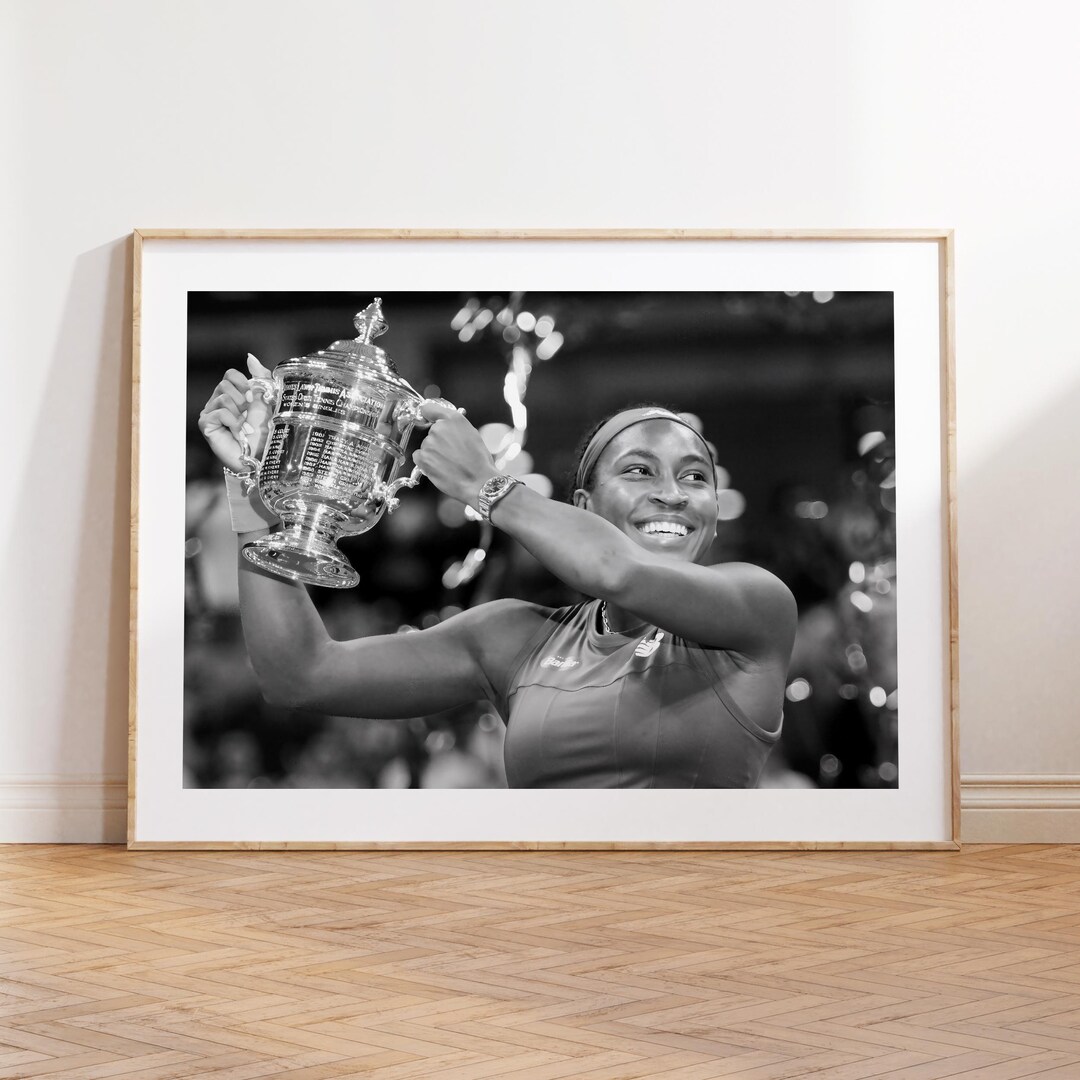 Coco Gauff Poster, Coco Print, 2023 Grant Slam, Black and White Wall ...