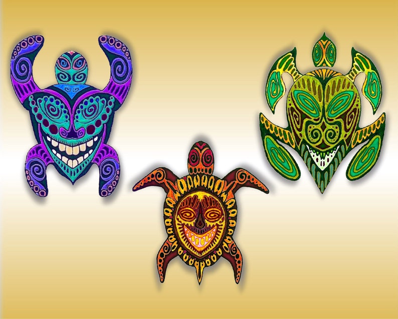 Tribal Turtles Masks Tropical Cotton Giclee Canvas Wrap - Etsy