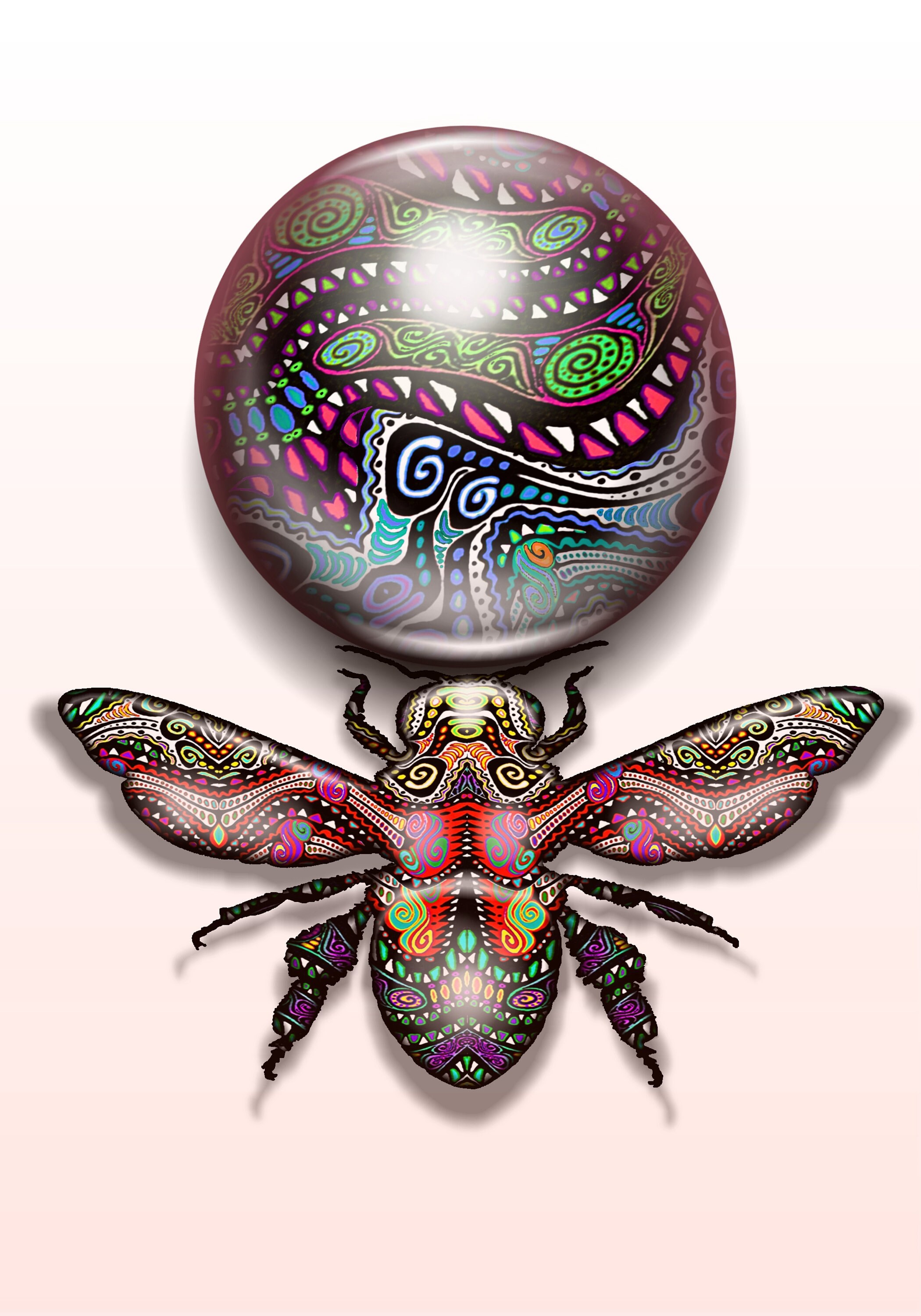 Rainbow Bees Bubbles Triptych Three 3 Panels Giclee Canvas - Etsy