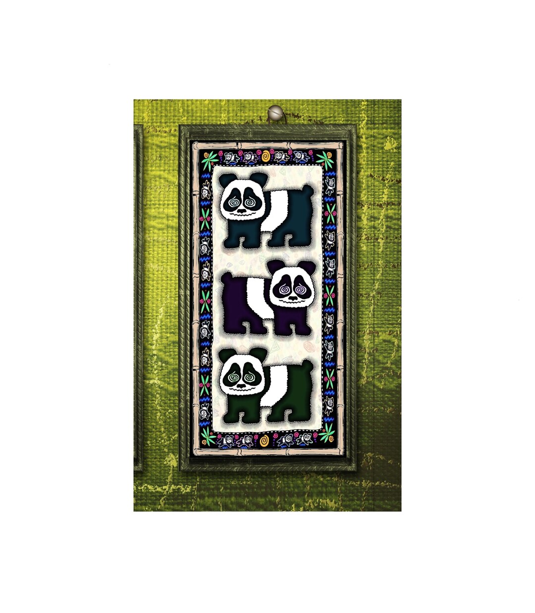 PSYCHO PANDA Bears Tropical Cotton Giclee Canvas Wrap Limited Edition ...