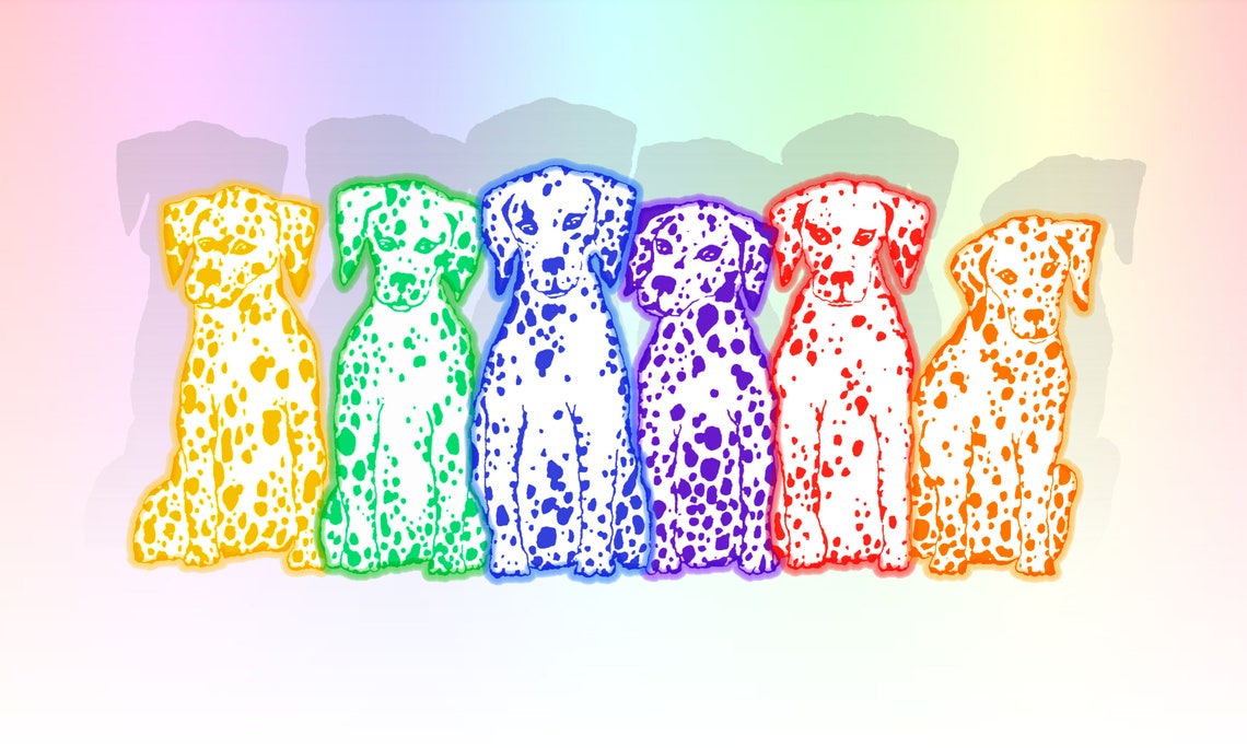 DALMATIANS RAINBOW Dogs Front & Back Wall Art 2 two Giclee - Etsy