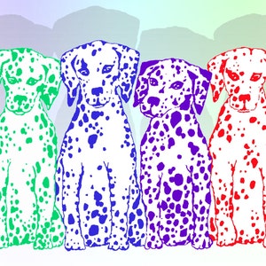 DALMATIANS RAINBOW Dogs Front & Back Wall Art, 2 (two) Giclee Canvas ...