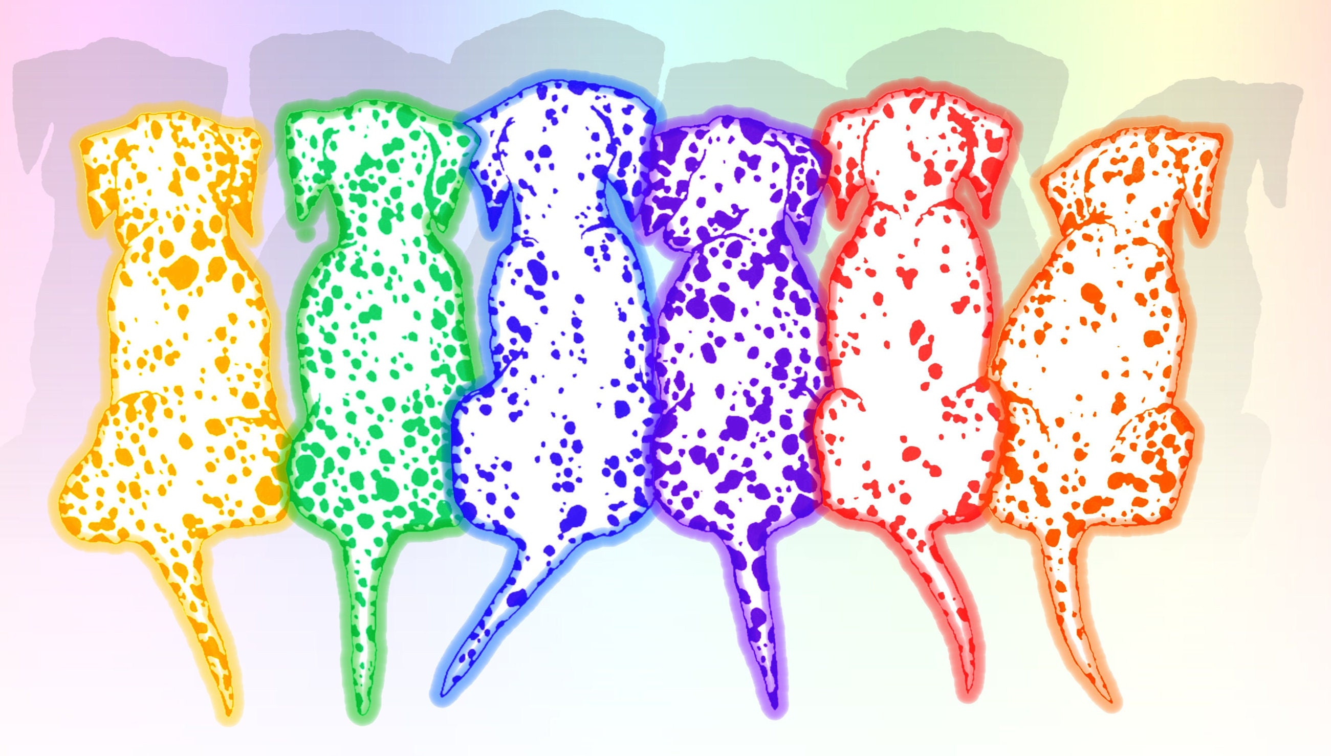 DALMATIANS RAINBOW Dogs Front & Back Wall Art 2 two Giclee - Etsy