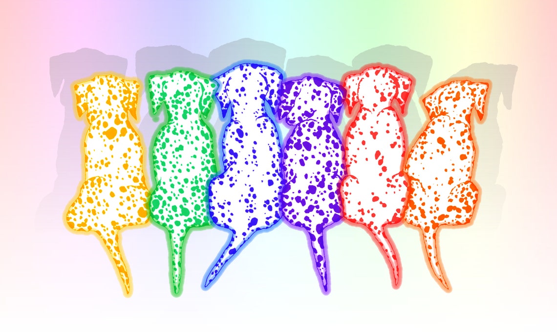 DALMATIANS RAINBOW Dogs Front & Back Wall Art 2 two Giclee - Etsy