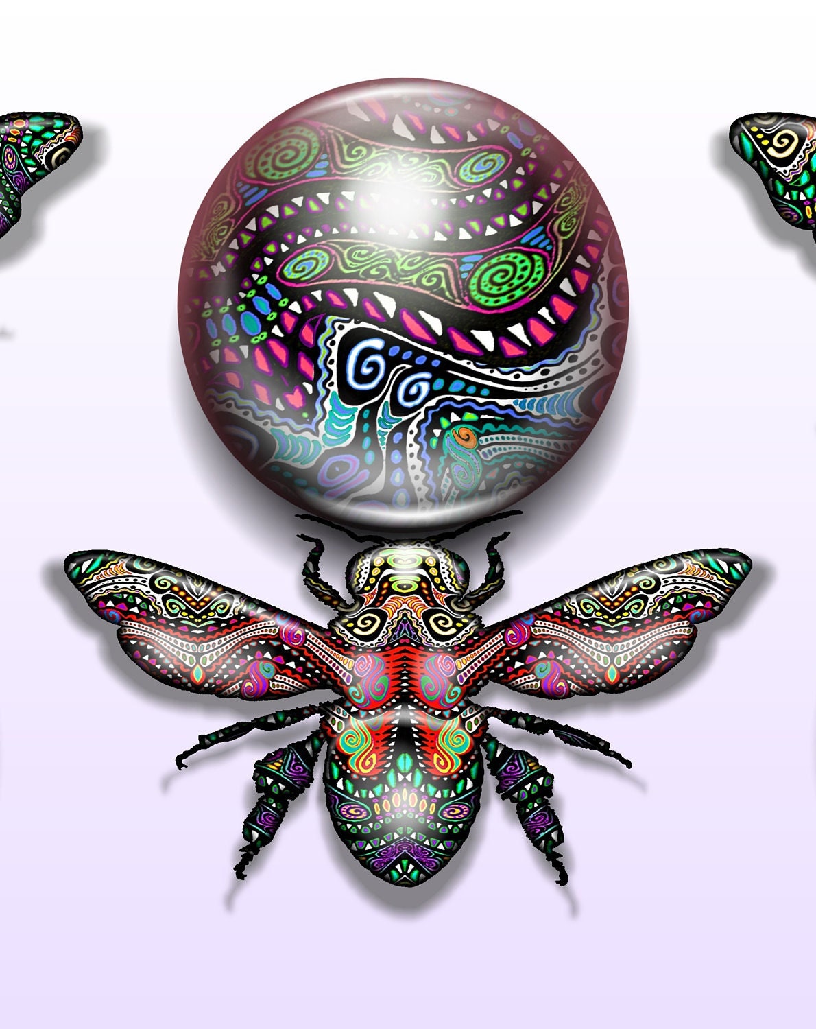 Rainbow Bees Bubbles Art Cotton Giclee Canvas Wrap - Etsy