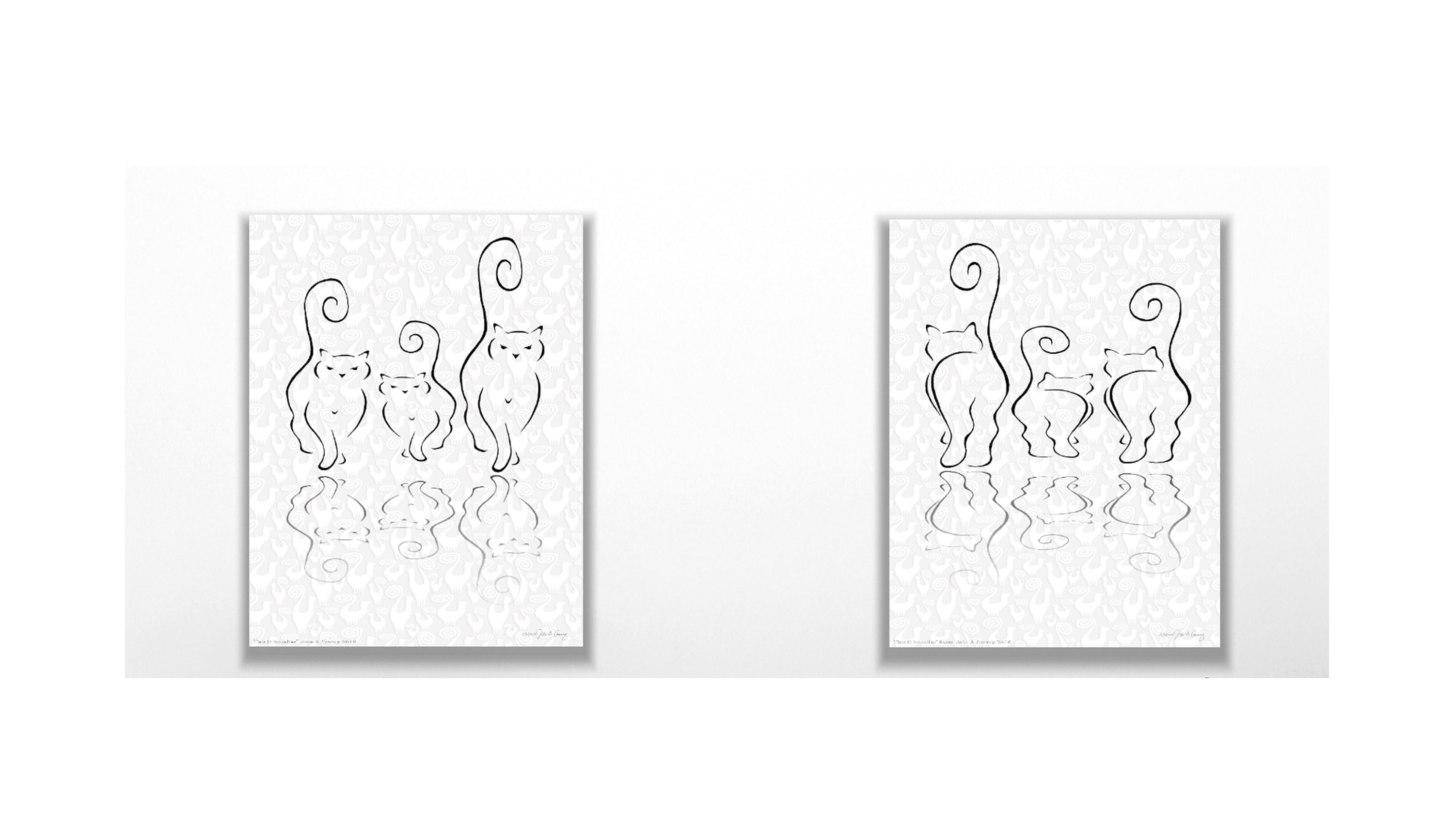 Cat Art Silhouettes Cats Front & Back Wall Art 2 two Cotton - Etsy