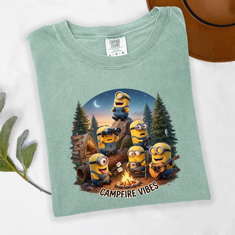Campfire Vibes Cute Cartoon Character Shirt, Camping Life Women Tee ...