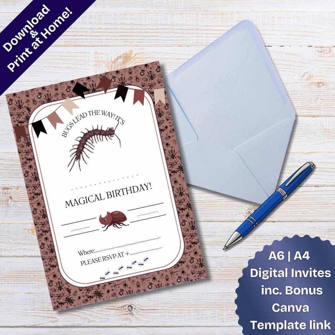 Bug Birthday Invitation | A6 | A4 & Canva Template Included! Easily ...