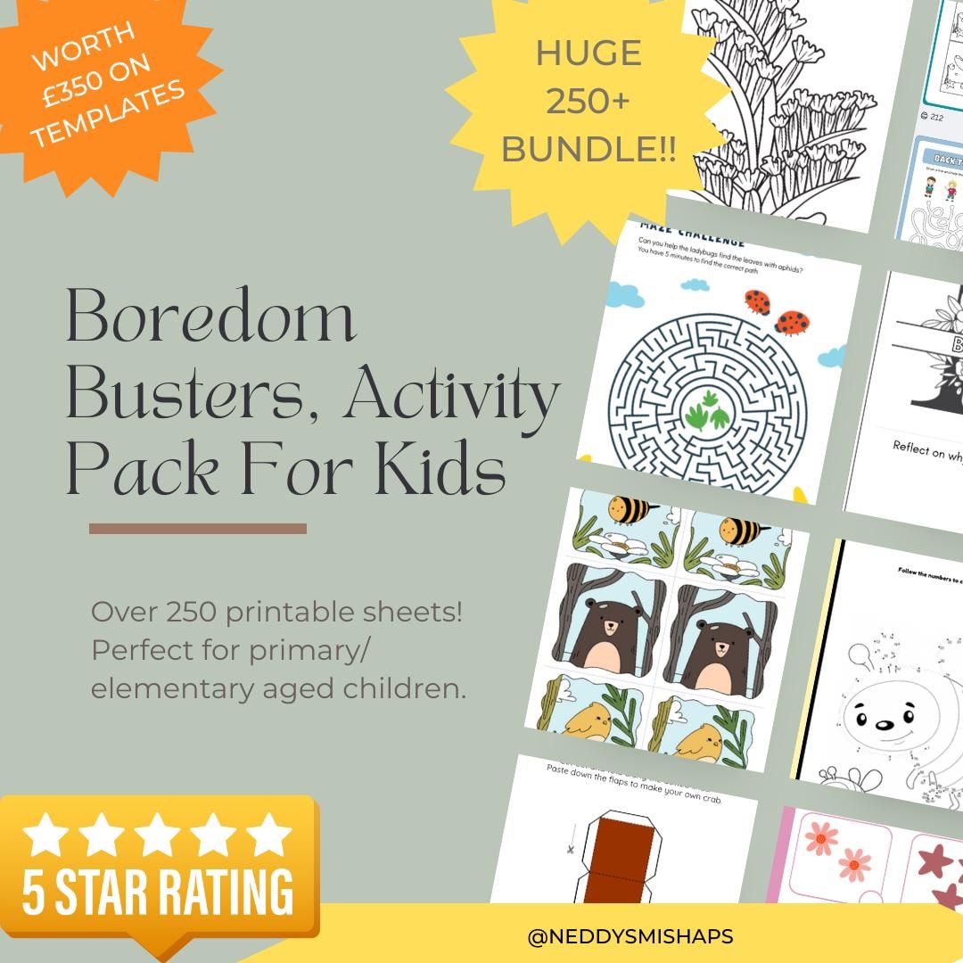 Kids Printable Activity Bundle | 250+ Worksheets for Boredom, Calm ...
