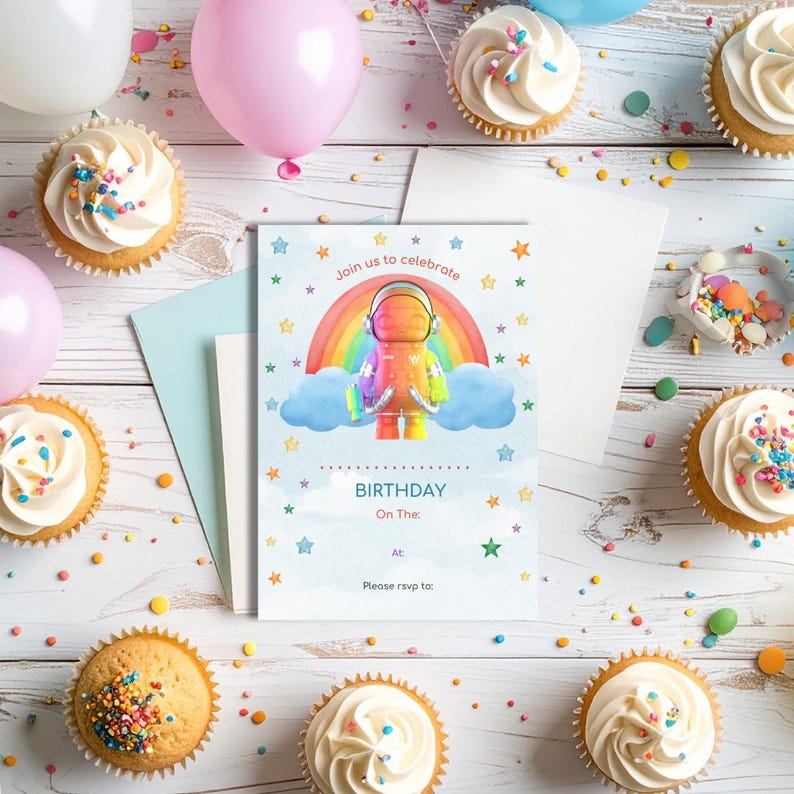 Space Molly Birthday Invitation Printable | A6 | A4 & Canva Template ...