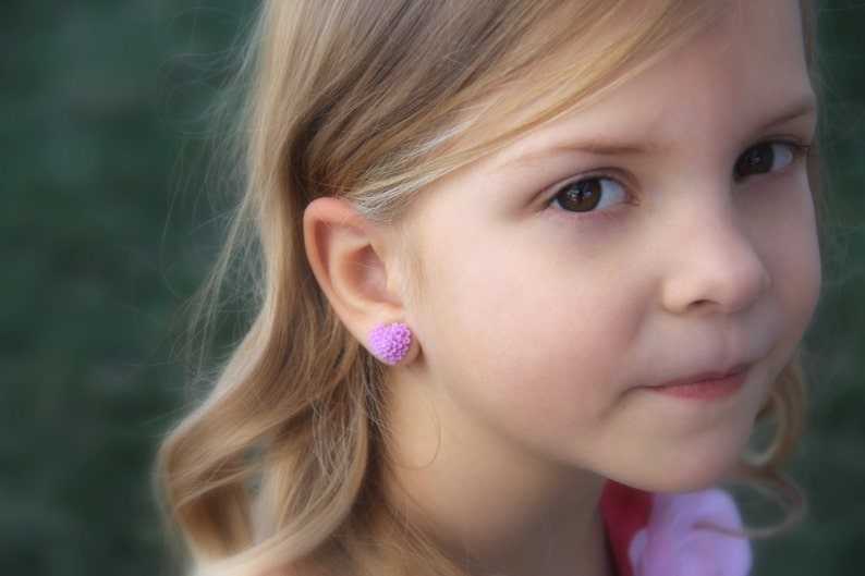 Girls Stud Earrings, Heart Earrings, Flower Studs, Toddler Earrings, Little Girl Earrings, Gifts ...