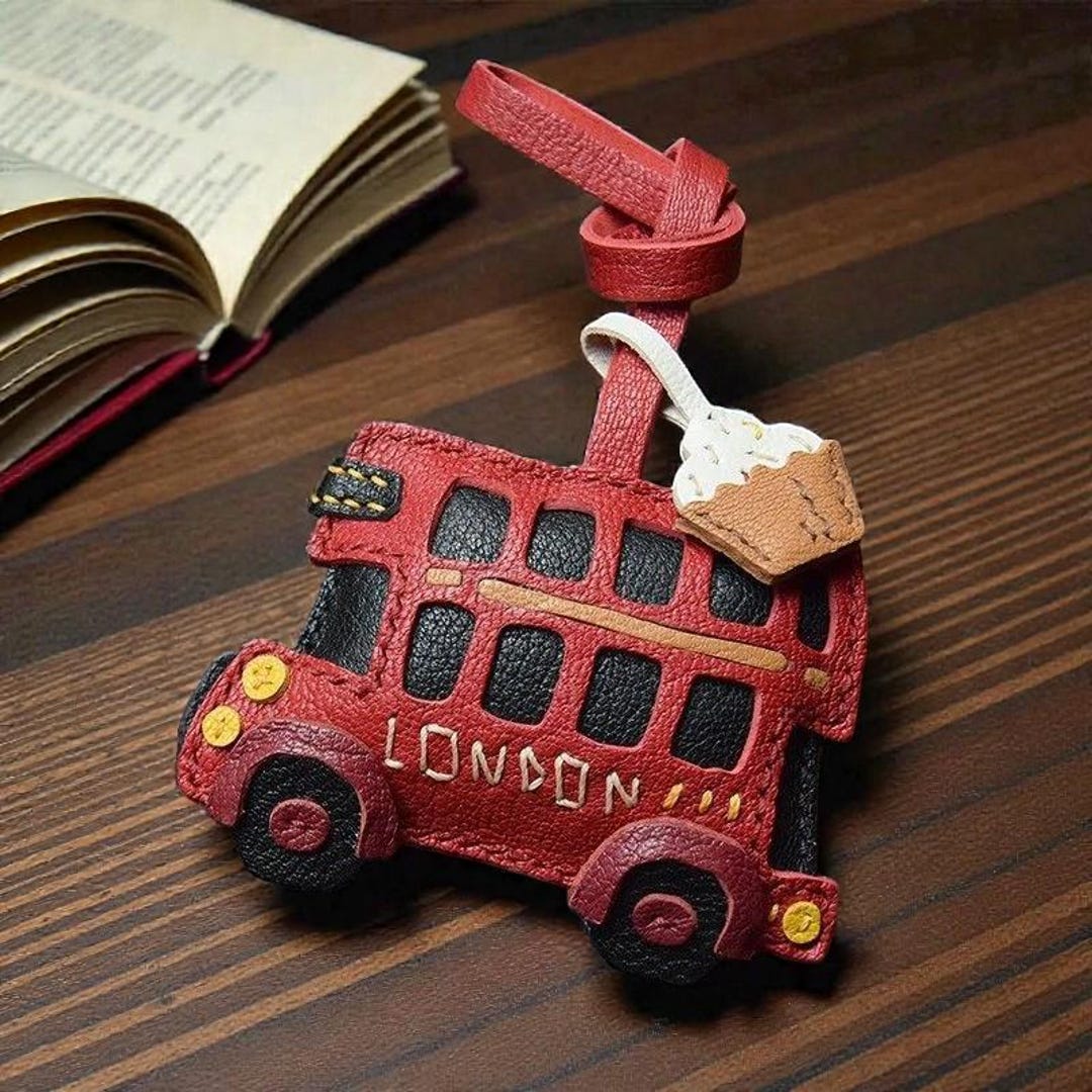 Handmade Leather London Bus Keychain – Red Travel Charm - Etsy