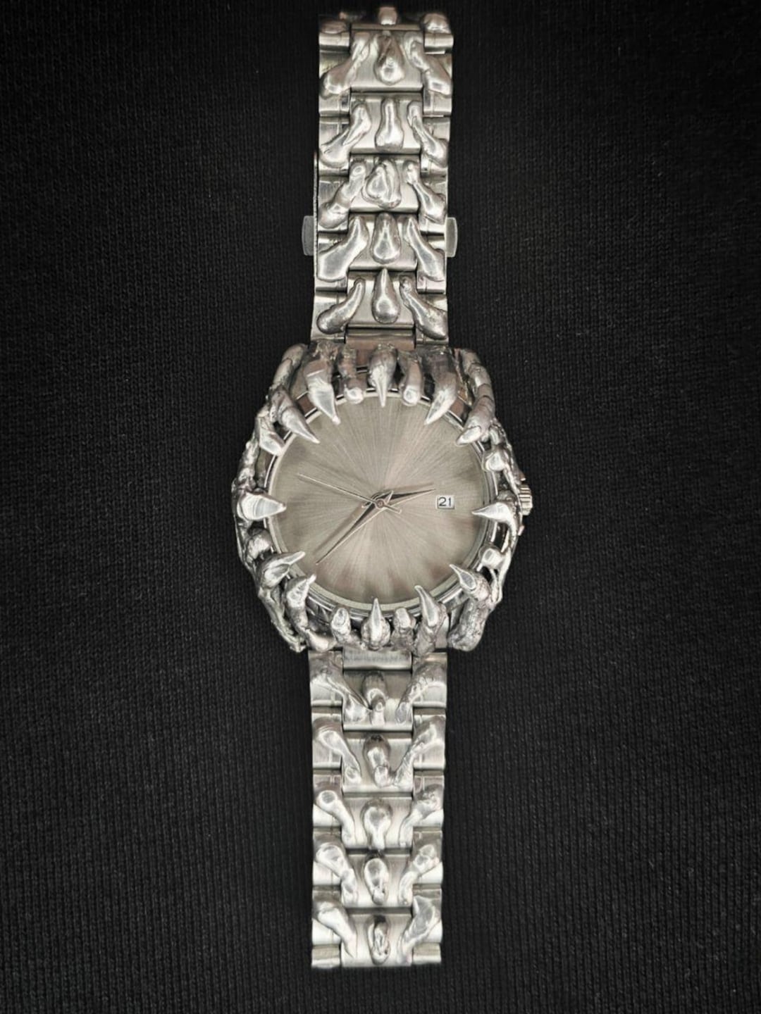 Custom Casio Watch, Handmade Silver Metal Bracelet, Unique Sculptural ...