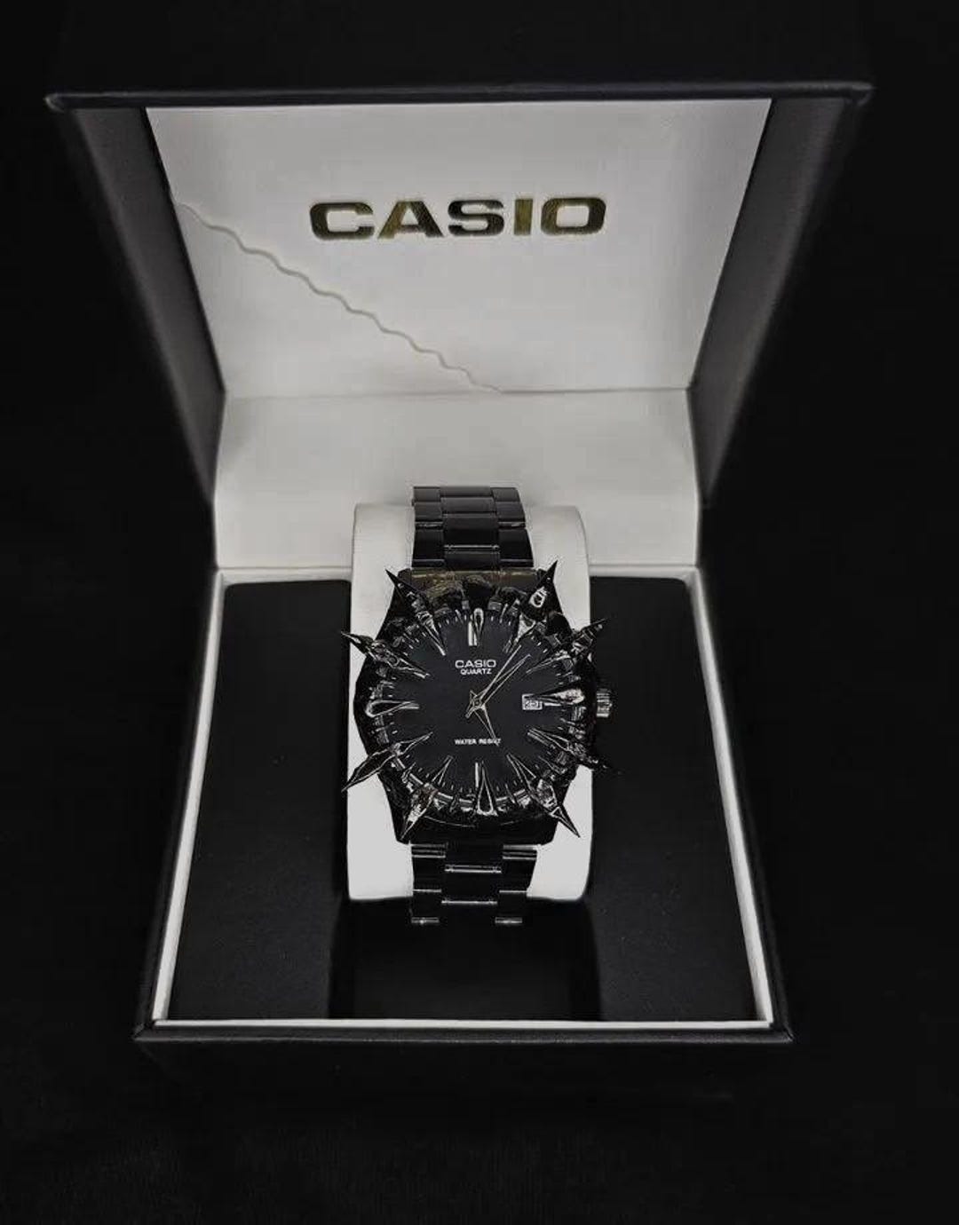 Modified Casio Watch | Handmade Black Spike Watch - Etsy