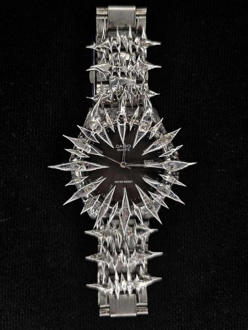 Spiked Casio Watch: Handmade Punk Gothic Stainless Steel Jewelry - Etsy