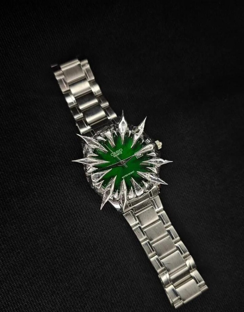 Modified Casio Watch | Handmade Green Dial Spike Watch - Etsy