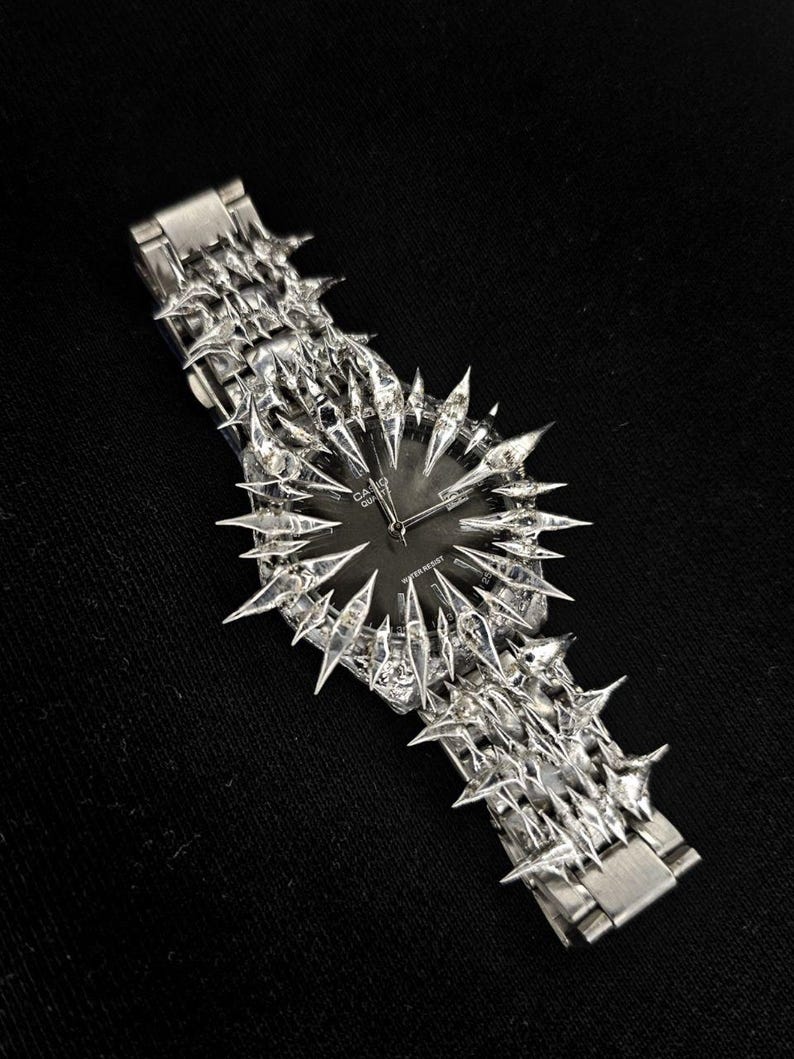 Spiked Casio Watch: Handmade Punk Gothic Stainless Steel Jewelry - Etsy