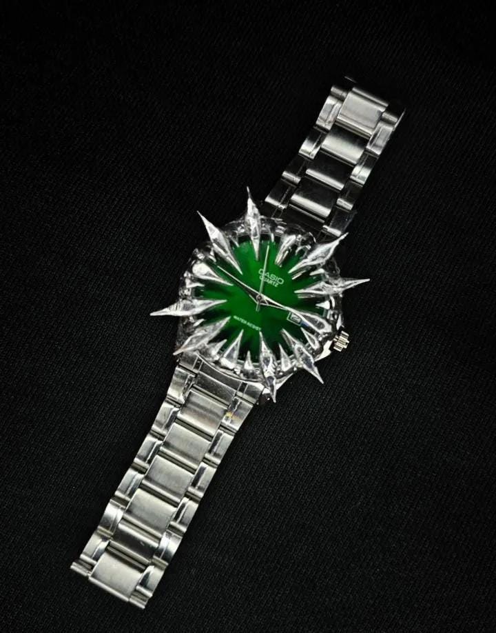 Modified Casio Watch | Handmade Green Dial Spike Watch - Etsy