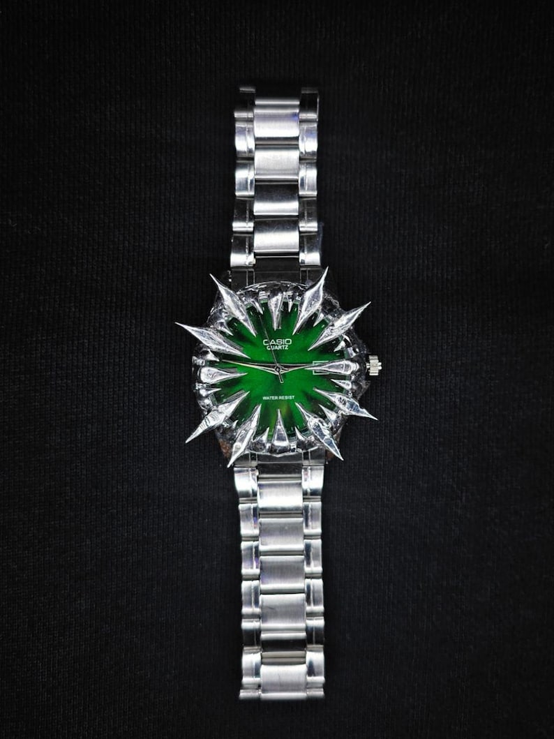 Modified Casio Watch | Handmade Green Dial Spike Watch - Etsy