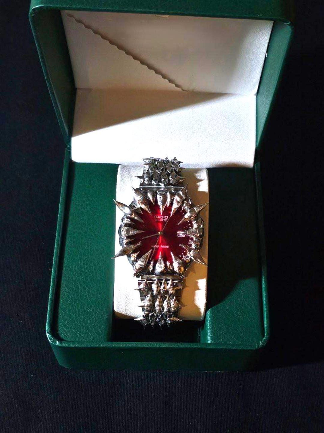 Spiked Casio Watch | Red Dial, Punk Gothic Wristwatch - Etsy