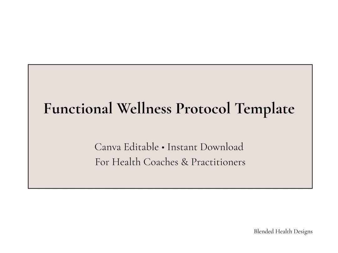 Functional Wellness Protocol Template | Canva Editable Client Protocol ...