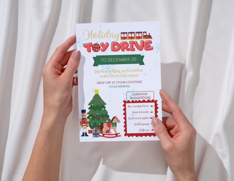 Holiday Toy Drive Flyer Template • Christmas Printable • Editable Xmas ...