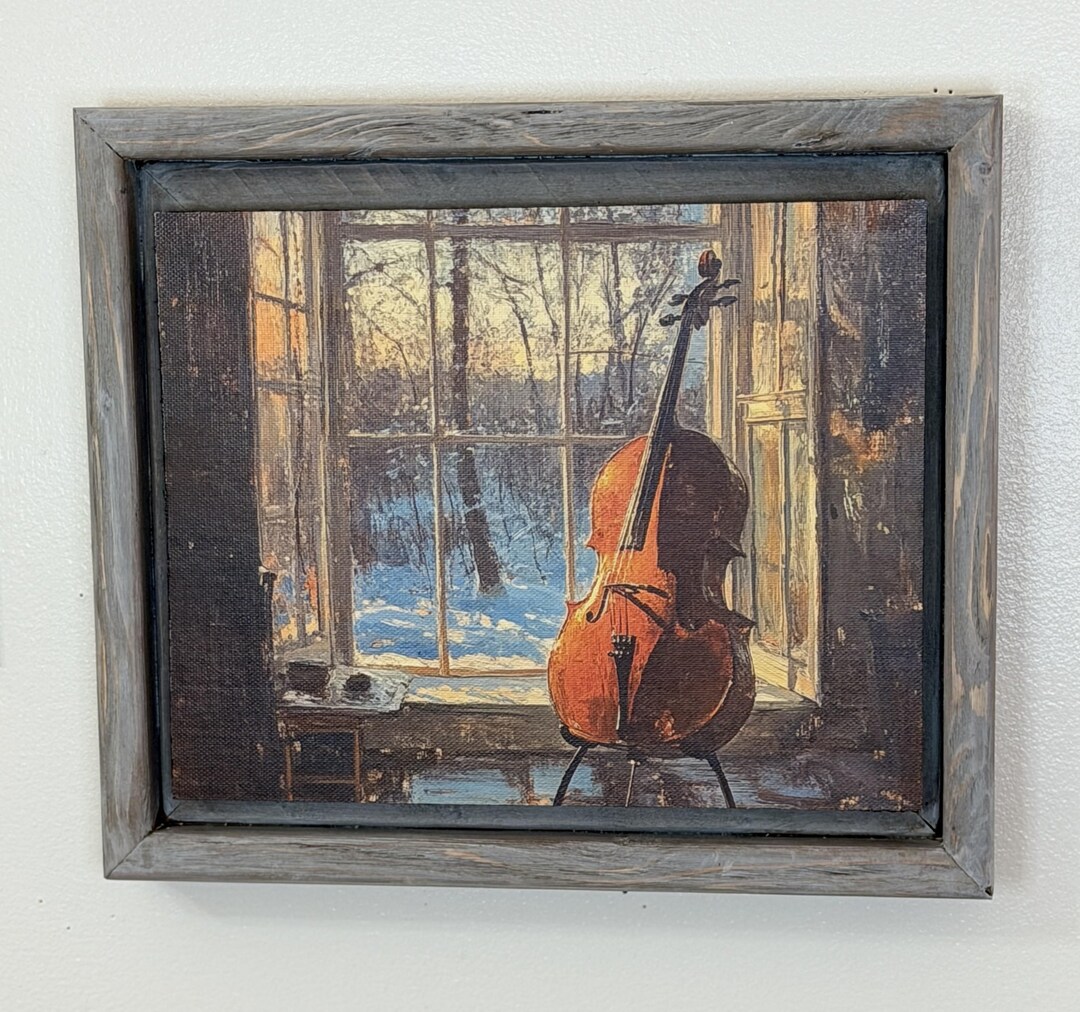 Cello in Winter Canvas Print, Rustic Gray Floater Frame, 8"x11" - Etsy