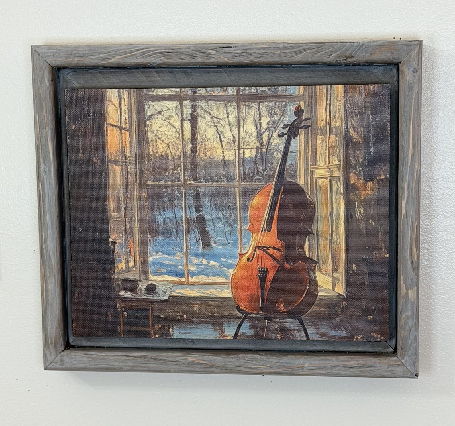 Cello in Winter Canvas Print, Rustic Gray Floater Frame, 8"x11" - Etsy