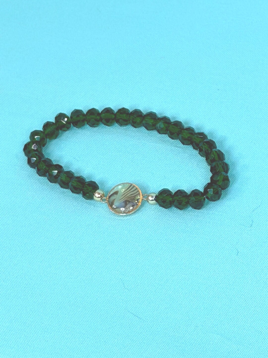 Green Swarovski Style Roundel Bracelet With Gold Plated Clasp - Etsy