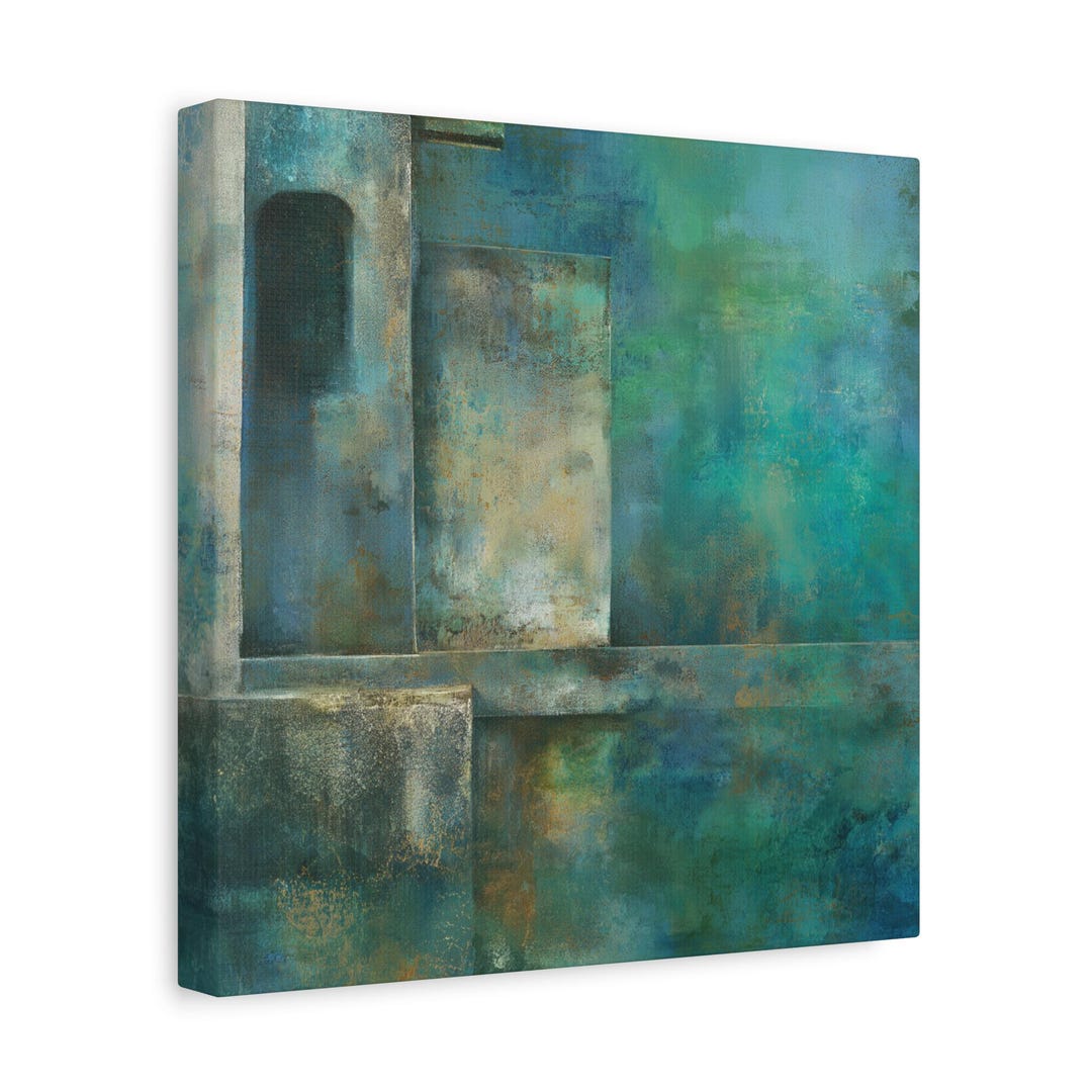 Abstract Teal Architectural Study Canvas | Matte Stretched Wall Art - Etsy