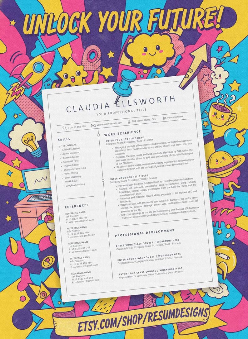 Two Column Resume Template Canva Editable Modern Minimal Professional ...